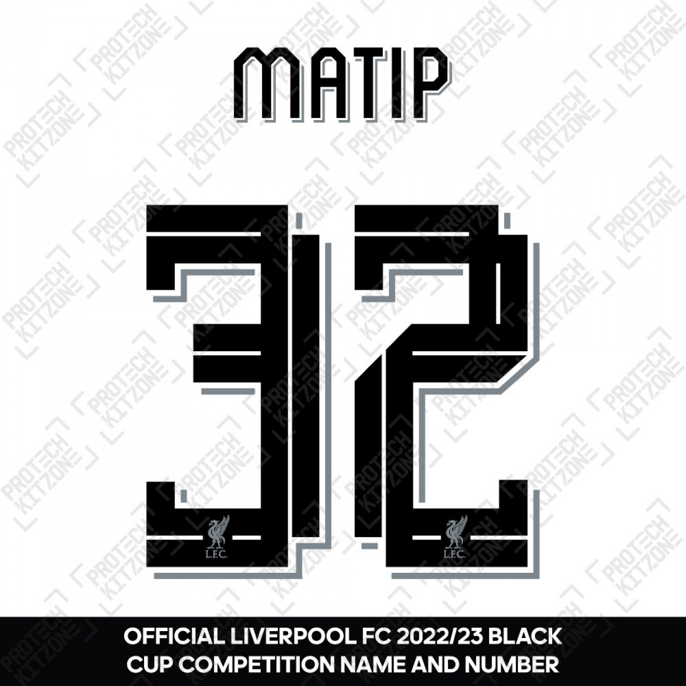Matip 32 (Official Liverpool FC Black Club Name and Numbering)