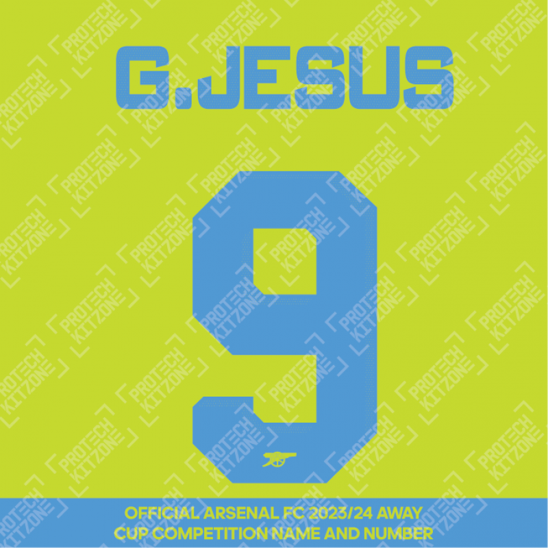 G. Jesus 9 (Official Arsenal 2023/24 Away Club Name and ...