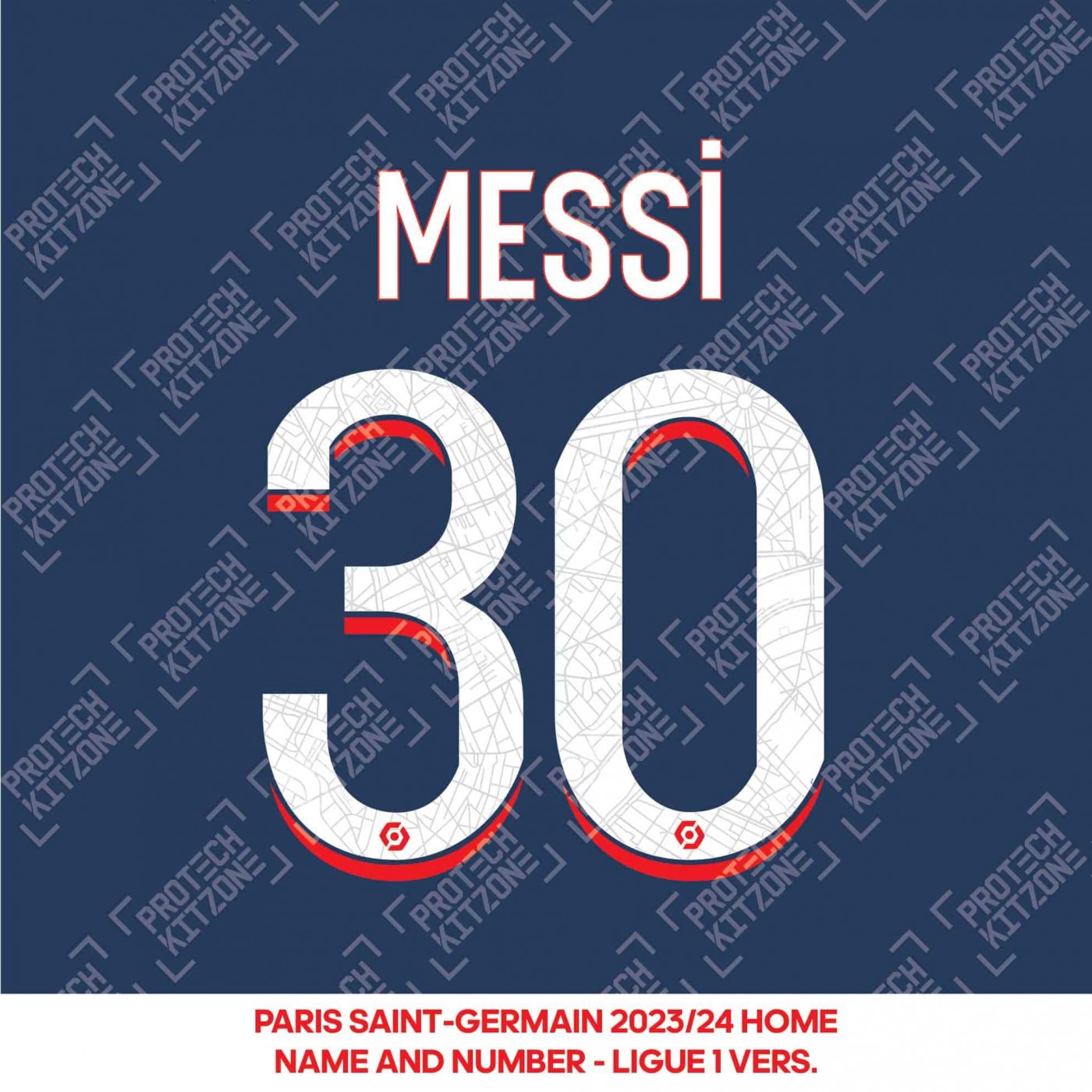 Messi 30 (Official PSG 2023/24 Home Ligue 1 Name and Numbering)