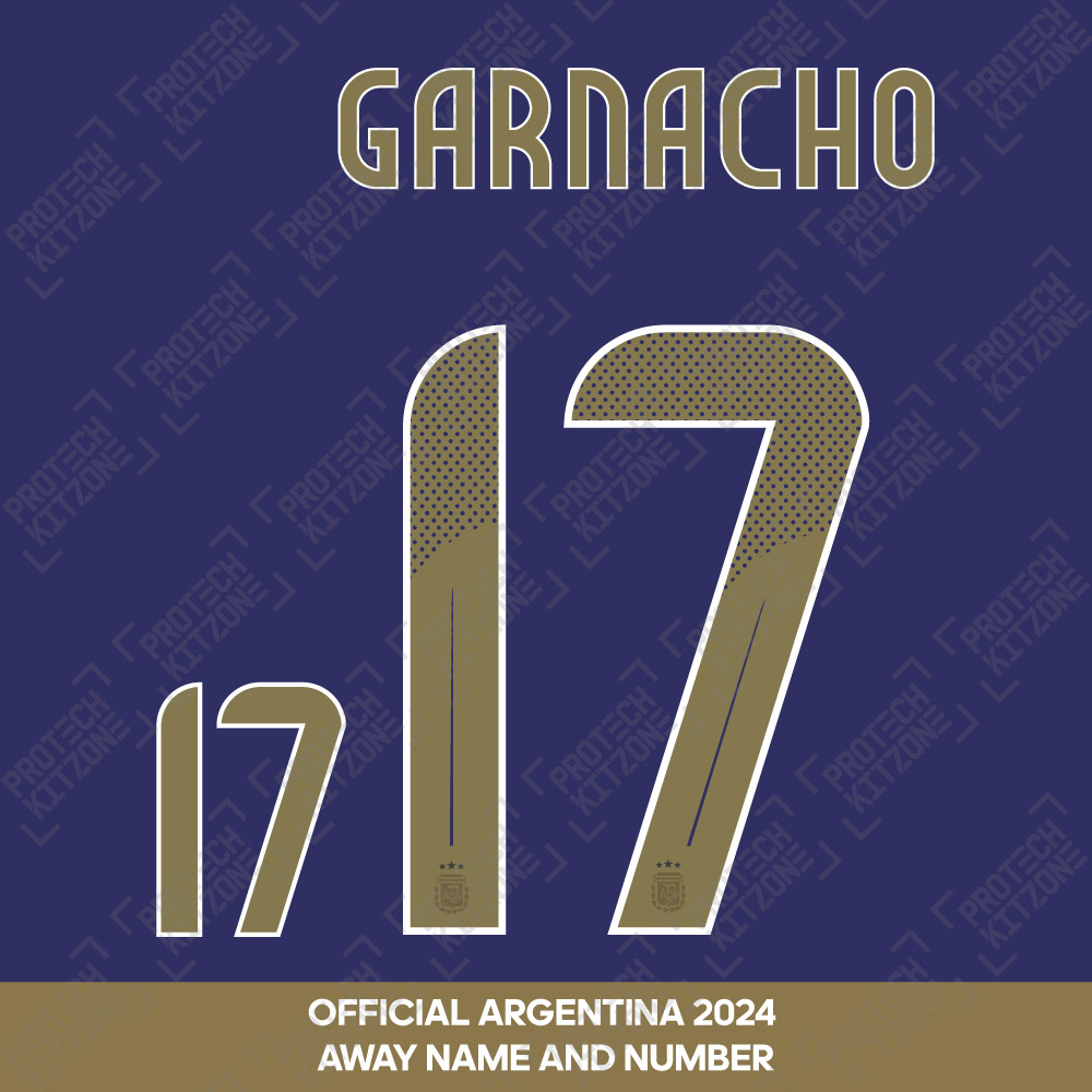 Garnacho 17 - Official Argentina 2024 Away Name and Numbering ...
