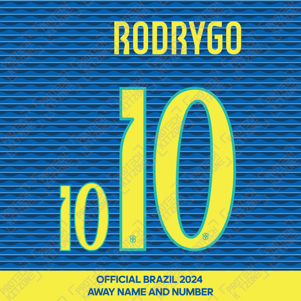 Rodrygo 10 - Official Brazil 2024 Away Name and Numbering
