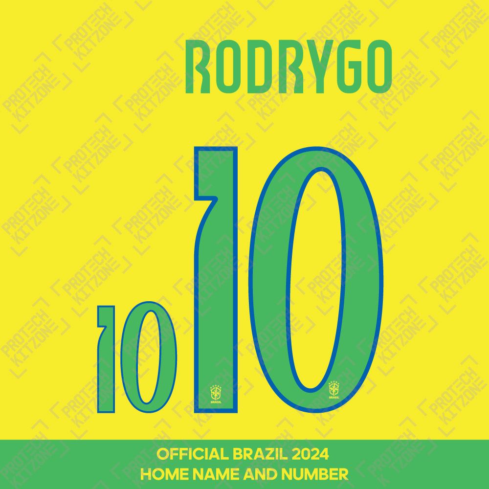 Rodrygo 10 - Official Brazil 2024 Home Name and Numbering