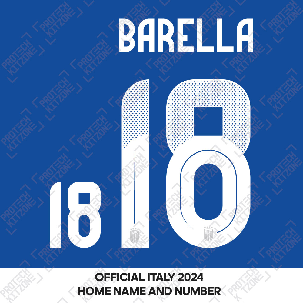 Barella 18 - Official Italy 2024 Home Name and Numbering