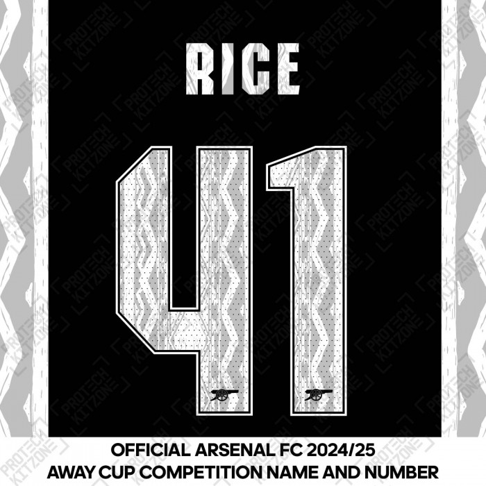 Rice 41 - Official Arsenal 2024/25 Away Club Name and Nu ...