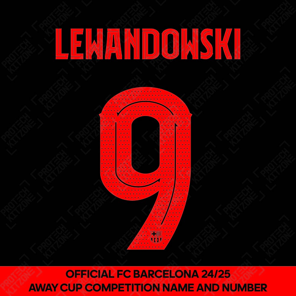 Lewandowski 9 (Official FC Barcelona 2024/25 Away Name