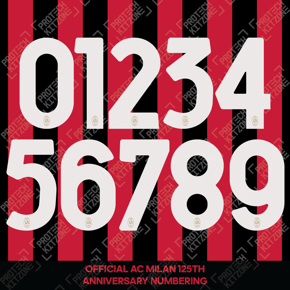 Official AC Milan 125th Anniversary Numbering
