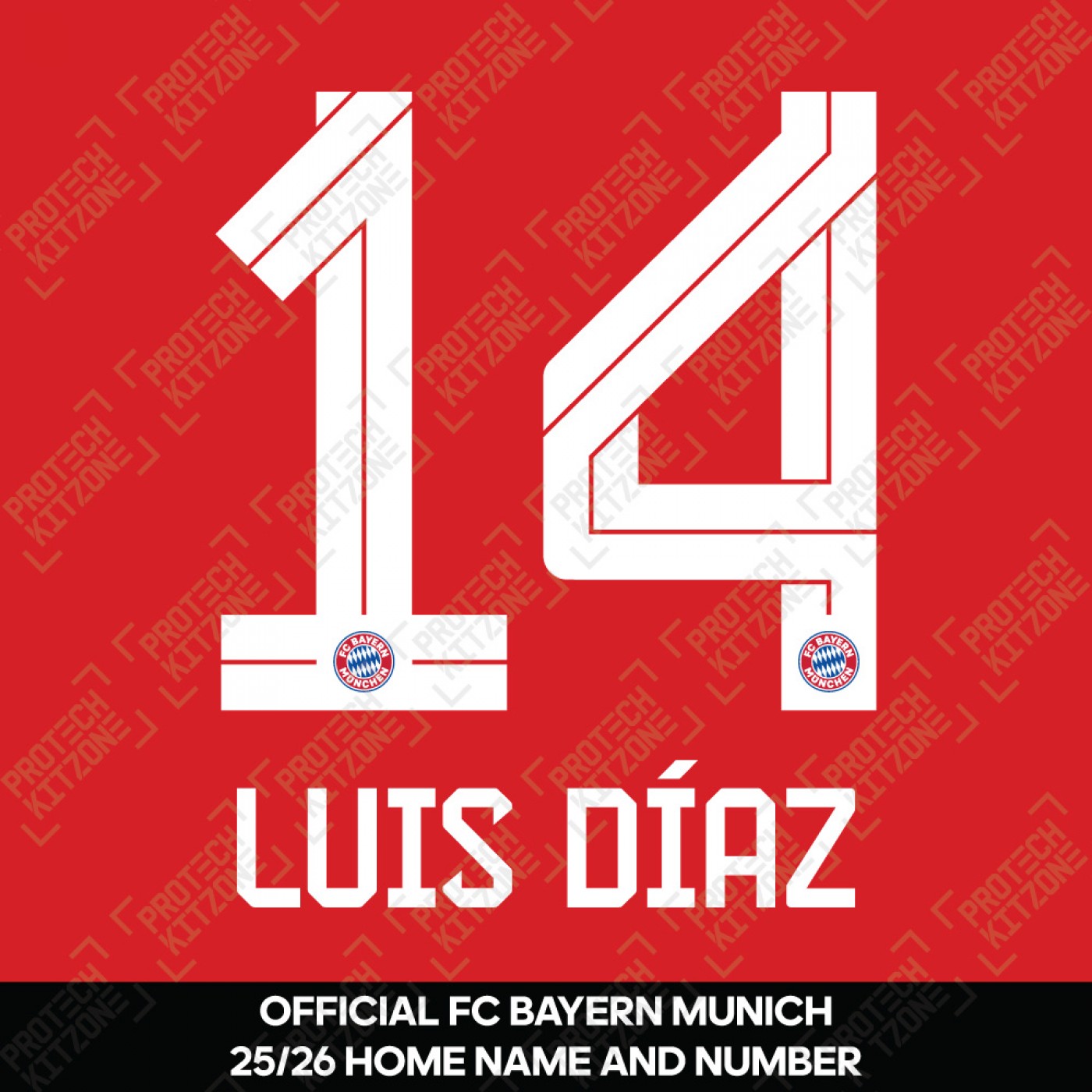 Luis Díaz 14 - Official Bayern Munich 2025/26 Home Name ...