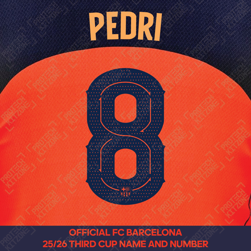 Pedri 8 (Official FC Barcelona 2025/26 Third Name & Numbering ...