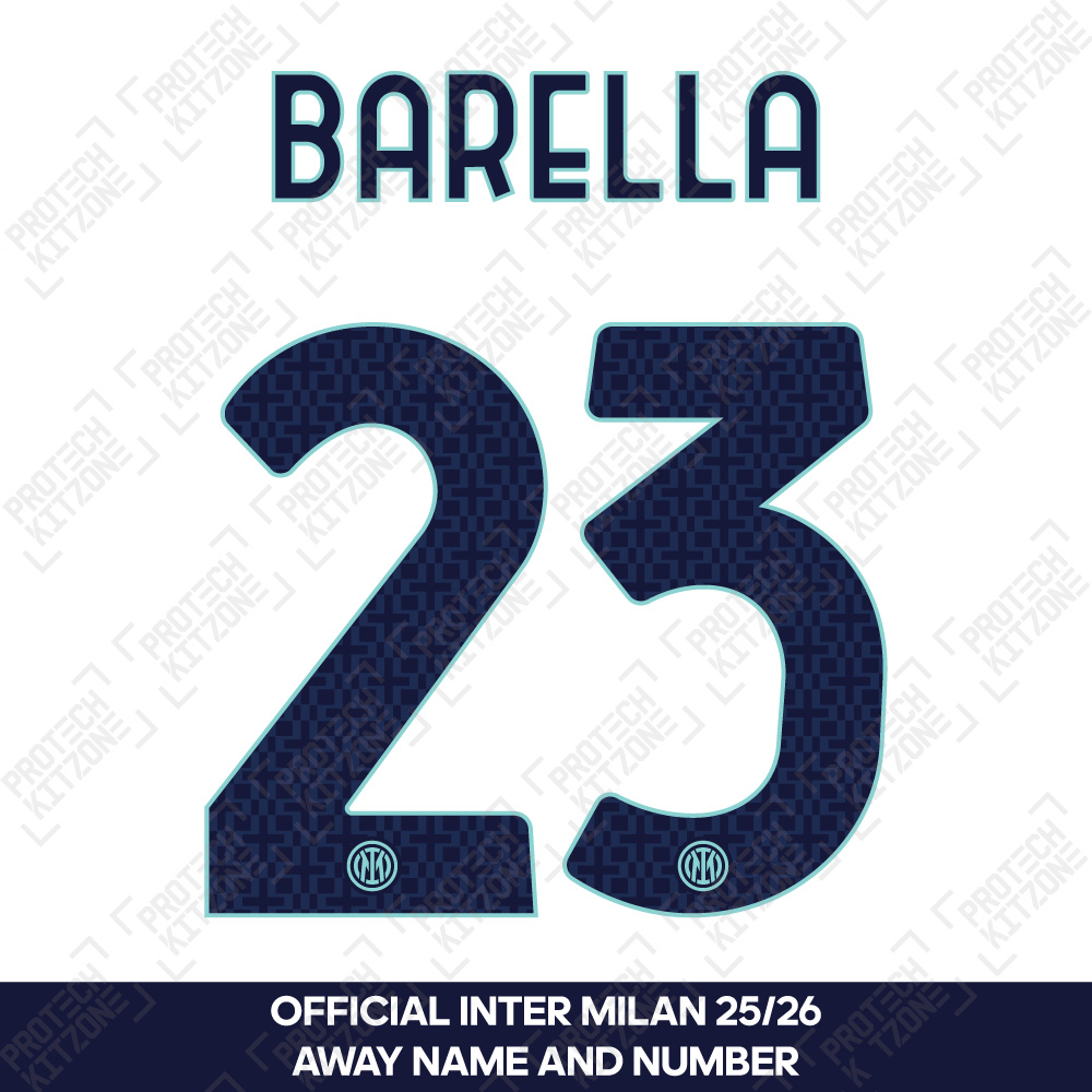 Barella 23 - Official Inter Milan 2025/26 Away Name and Numbering ...